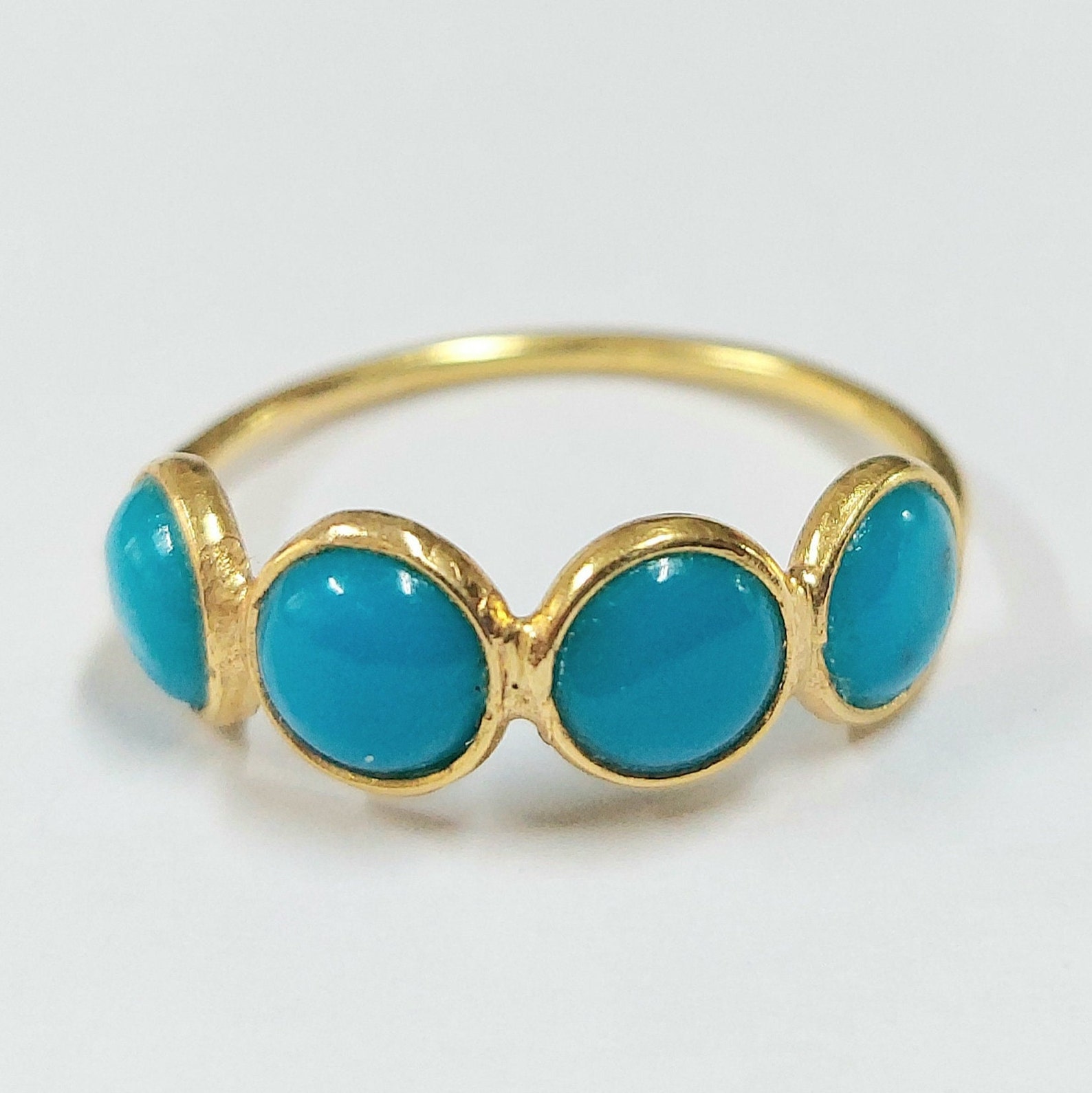Arizona Turquoise 18k Gold Ring Statement Ring Natural - Etsy