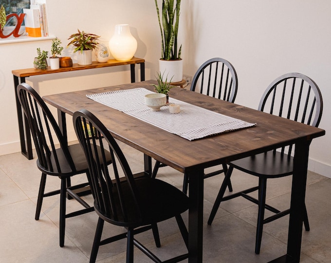 Rustic Solid Wood Dining Table - Handcrafted Office & Conference Table ...