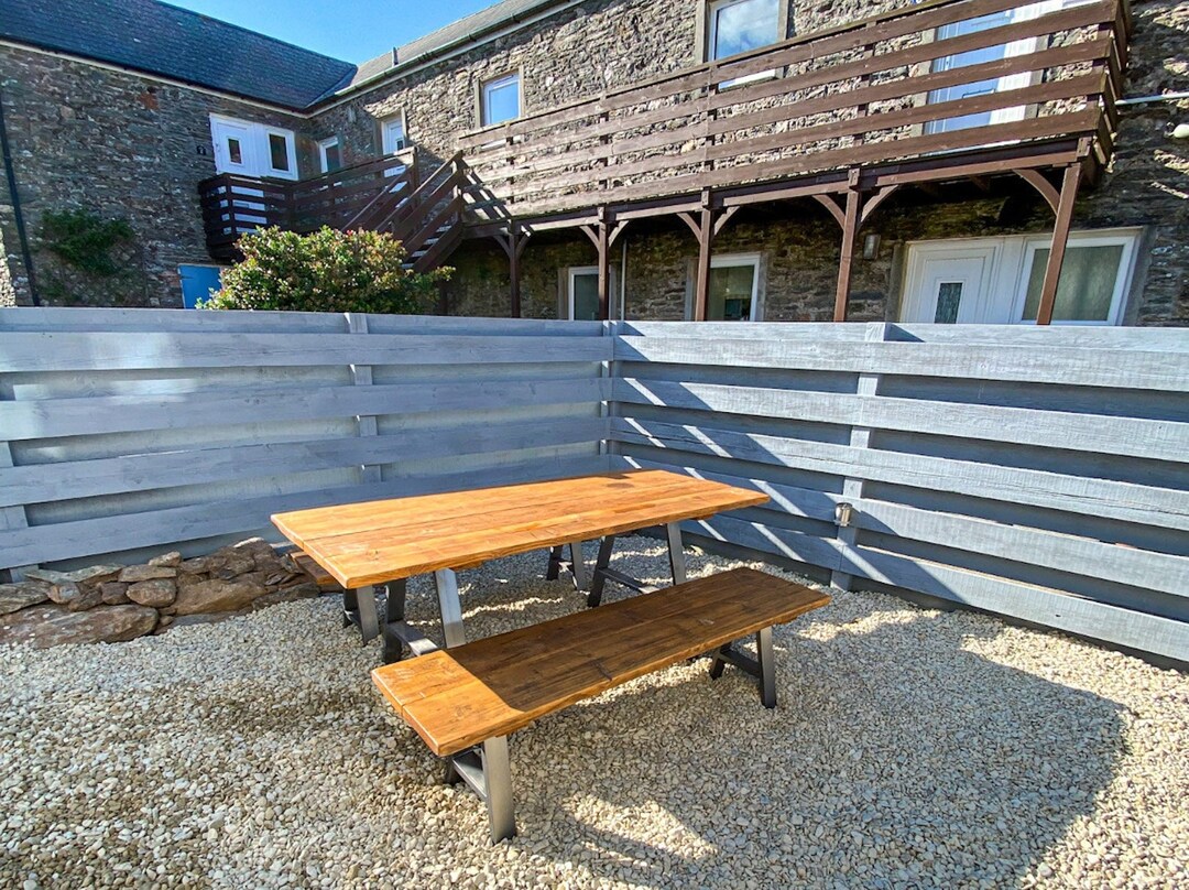 Garden Dining Table and Benches. Industrial Style With Rustic Reclaimed ...