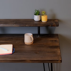 Rustic Monitor Stand for Desk - Handmade Wooden Riser for Better ...