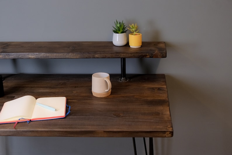 Rustic Monitor Stand for Desk - Handmade Wooden Riser for Better ...