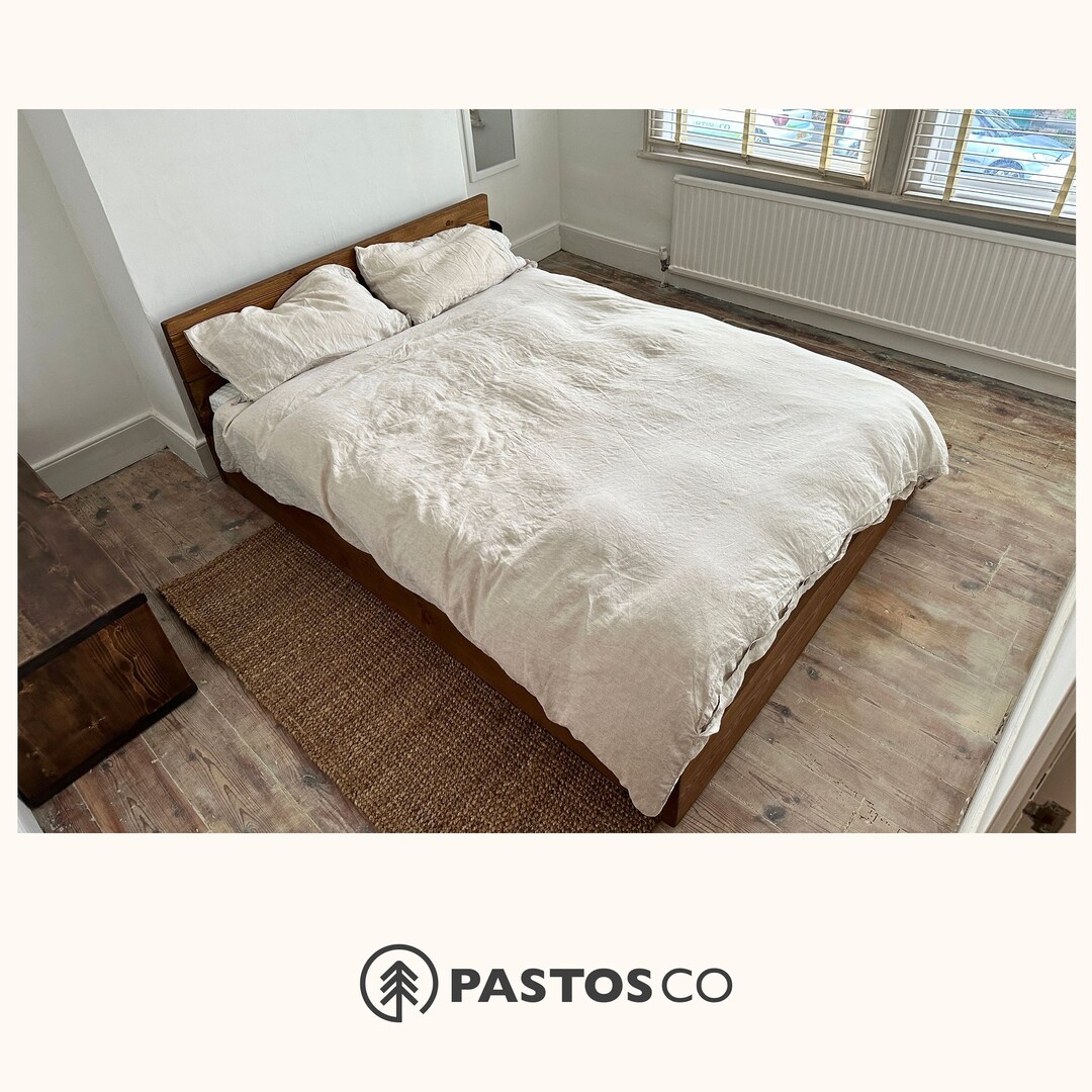 Low Platform Wooden Bed Frame. Modern Minimalist Bed Frame With or ...