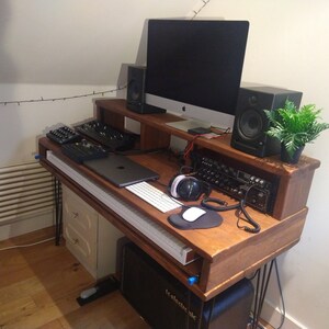 Studio Desk Modern Rustic Design Riser Shelf 19 Rack Storage Space ...