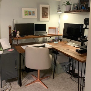 Corner Desk - Industrial Style - L Shape Desk - Riser Shelf for Storage ...