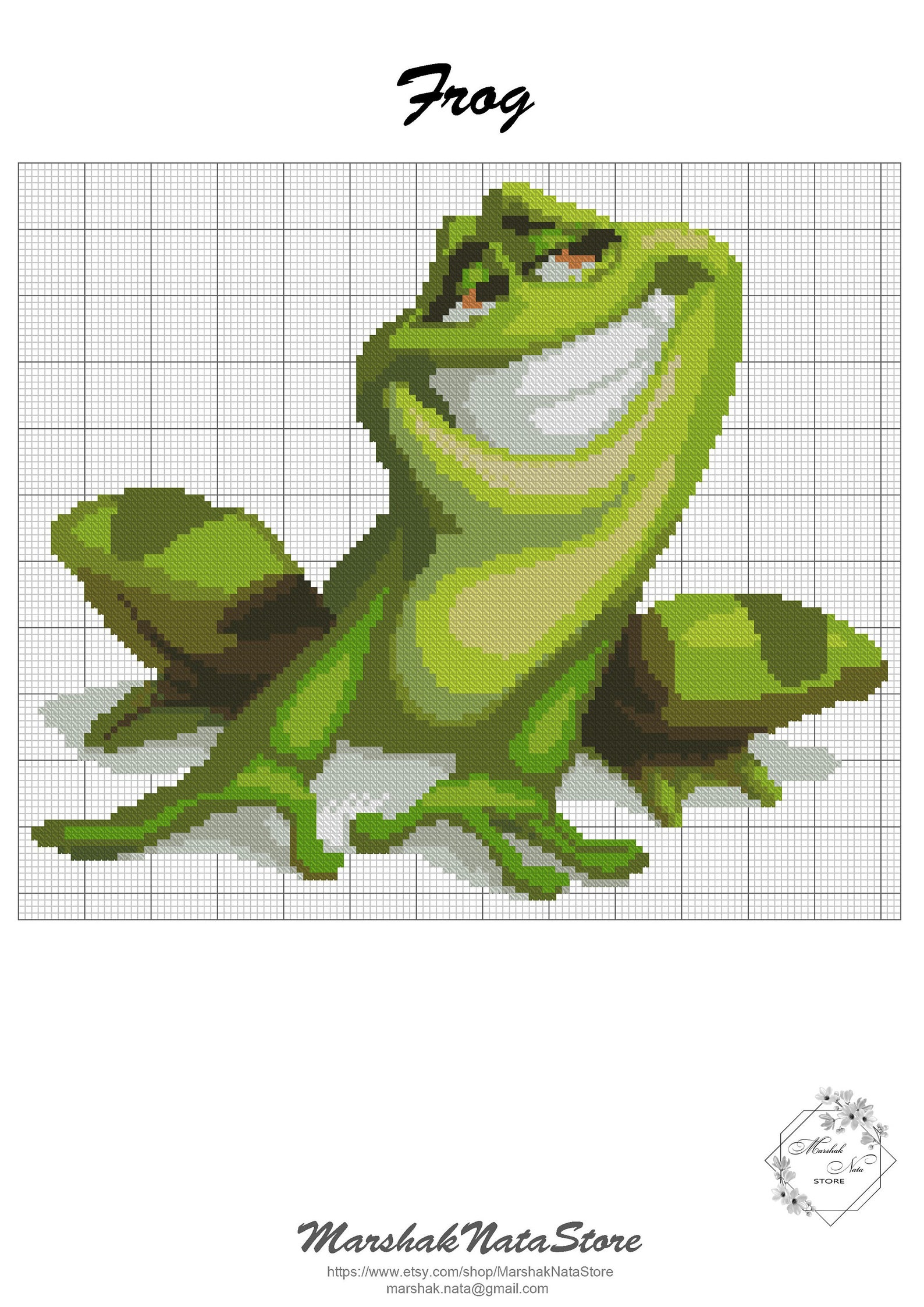 Frog Cross Stitch Pattern. Easy Cross Stitch Pattern. Simple Pattern ...