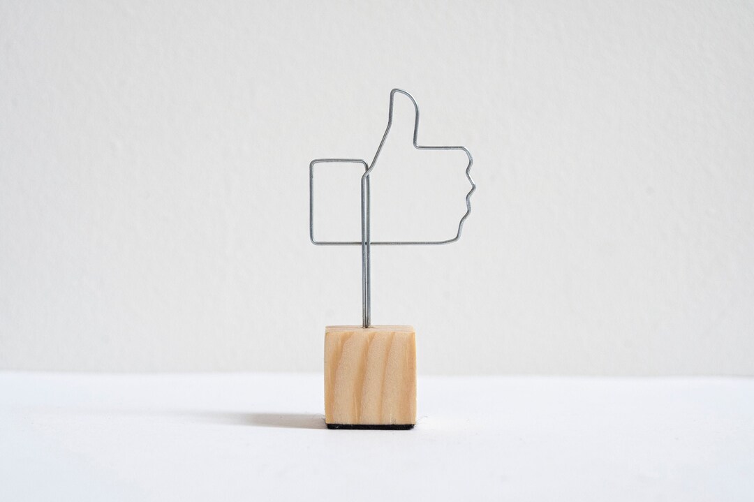 Small Thumb up Sign on a Natural Wooden Stand Wire - Etsy