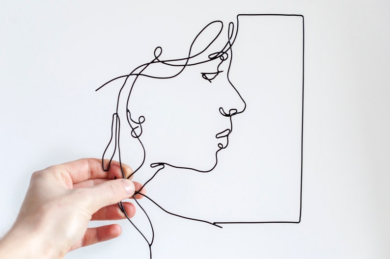 Girl Framed Portrait Profile Wire Wall Art. Metal Modern - Etsy