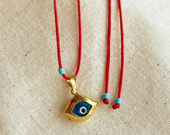 925 Sterling Silver Necklace, Evil Eye Necklace, Red String Necklace ...