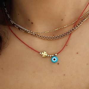 Gold Clover Necklace Lucky Clover Necklace Red String - Etsy