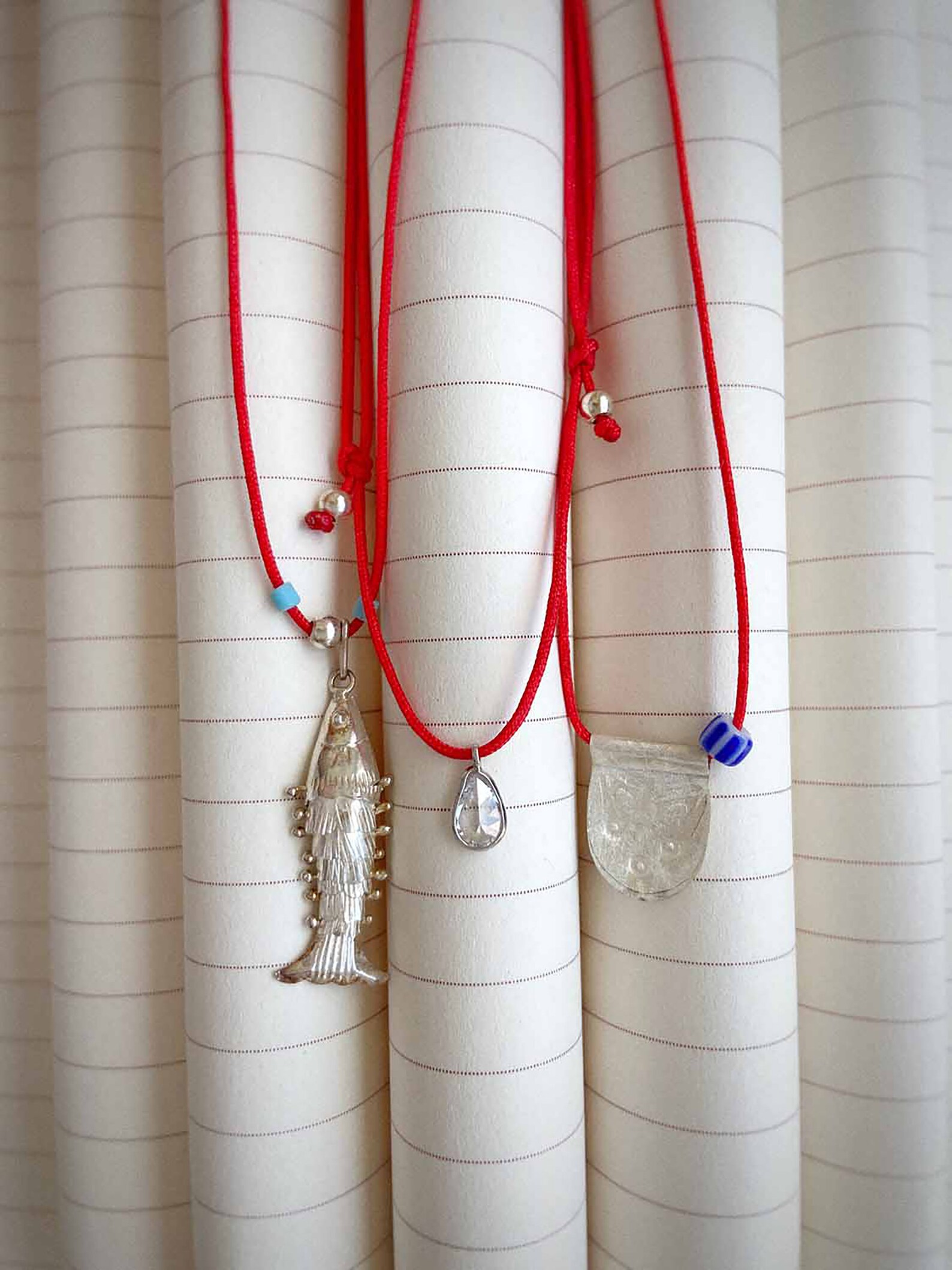 925 Sterling Silver Fish Necklace, Gold Fish Necklace, Red String ...