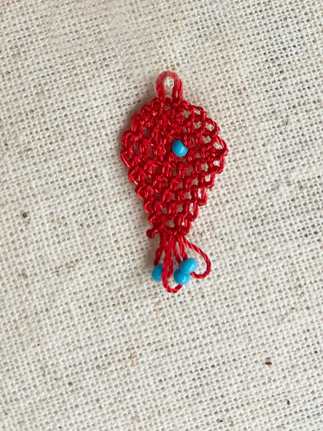 Crochet Fish Pendant, Red Fish Charm, Red Fish Pendant, Fish Lover ...