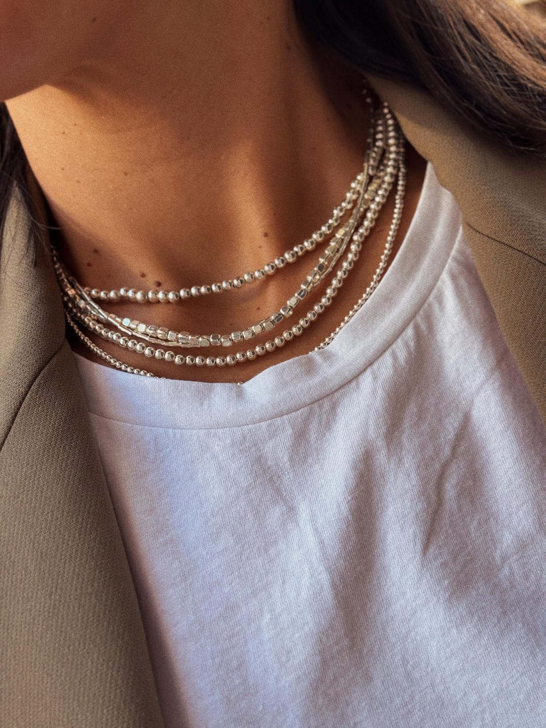 925 4 Mm Silver Beaded Necklace, Sterling Silver Necklace, Ball Bead ...