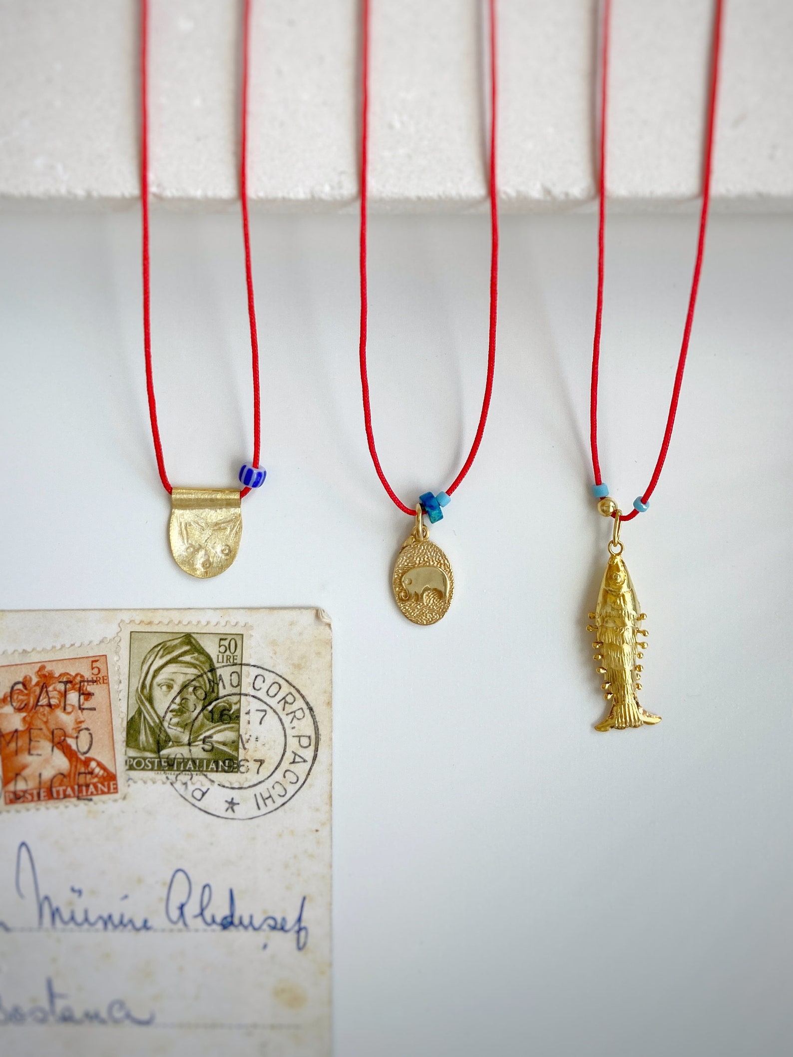 925 Sterling Silver Fish Necklace, Gold Fish Necklace, Red String ...