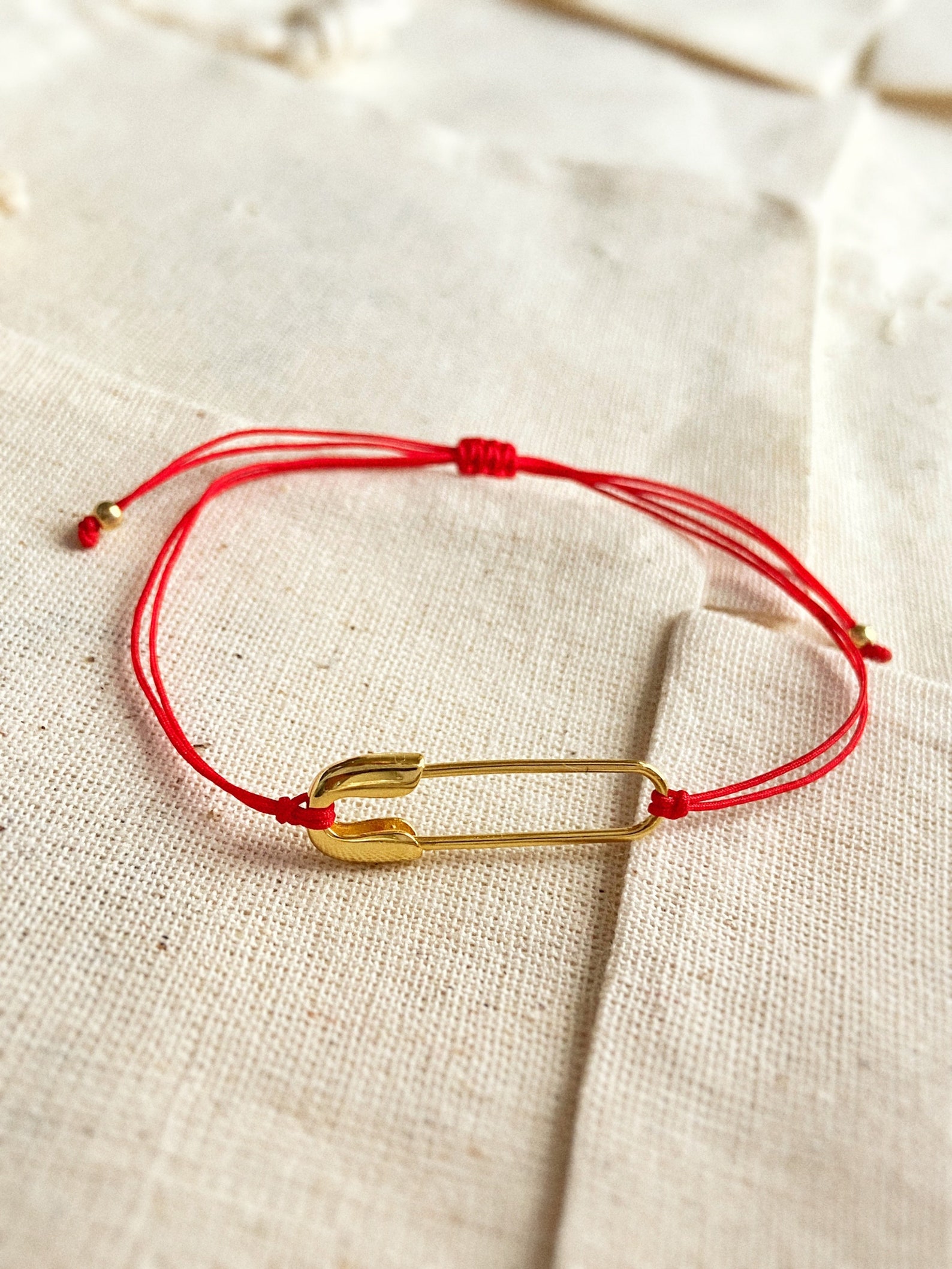 925 Safety Pin Red String Bracelet Paper Clip Bracelet - Etsy