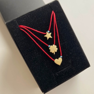 925 Red String Necklace, Heart String Necklace, Clover String Necklace ...