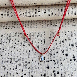 925 Gold Drop Choker, Red String Choker, Protection Jewelry, Kaballah ...