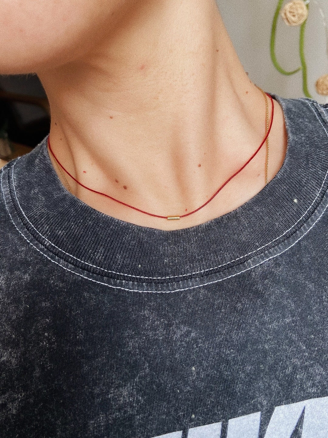 925 Red String Choker, Protection Jewelry, Kaballah Red Necklace, Red ...