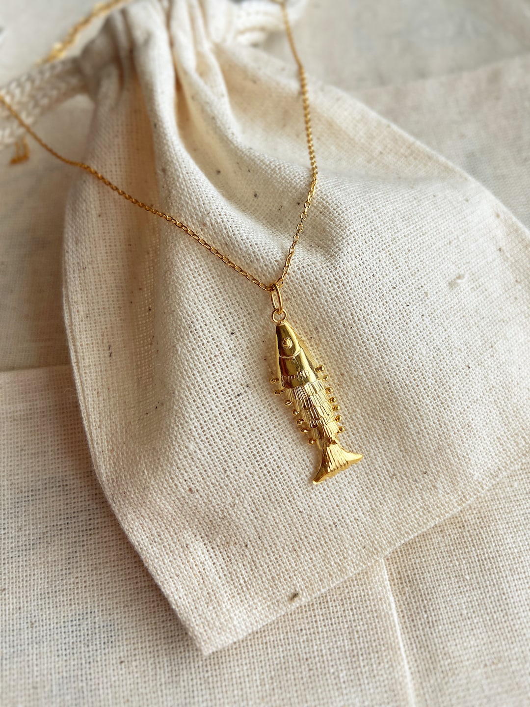 925 Sterling Silver Fish Necklace, Gold Fish Necklace, Minimal Fish ...