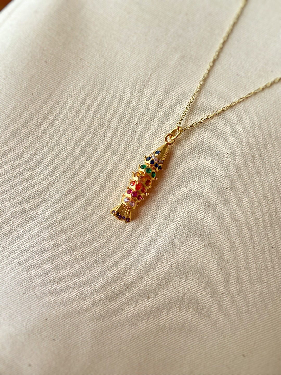 3D Movable Fish, 925 Sterling Silver Fish Necklace, Gold Fish Necklace ...