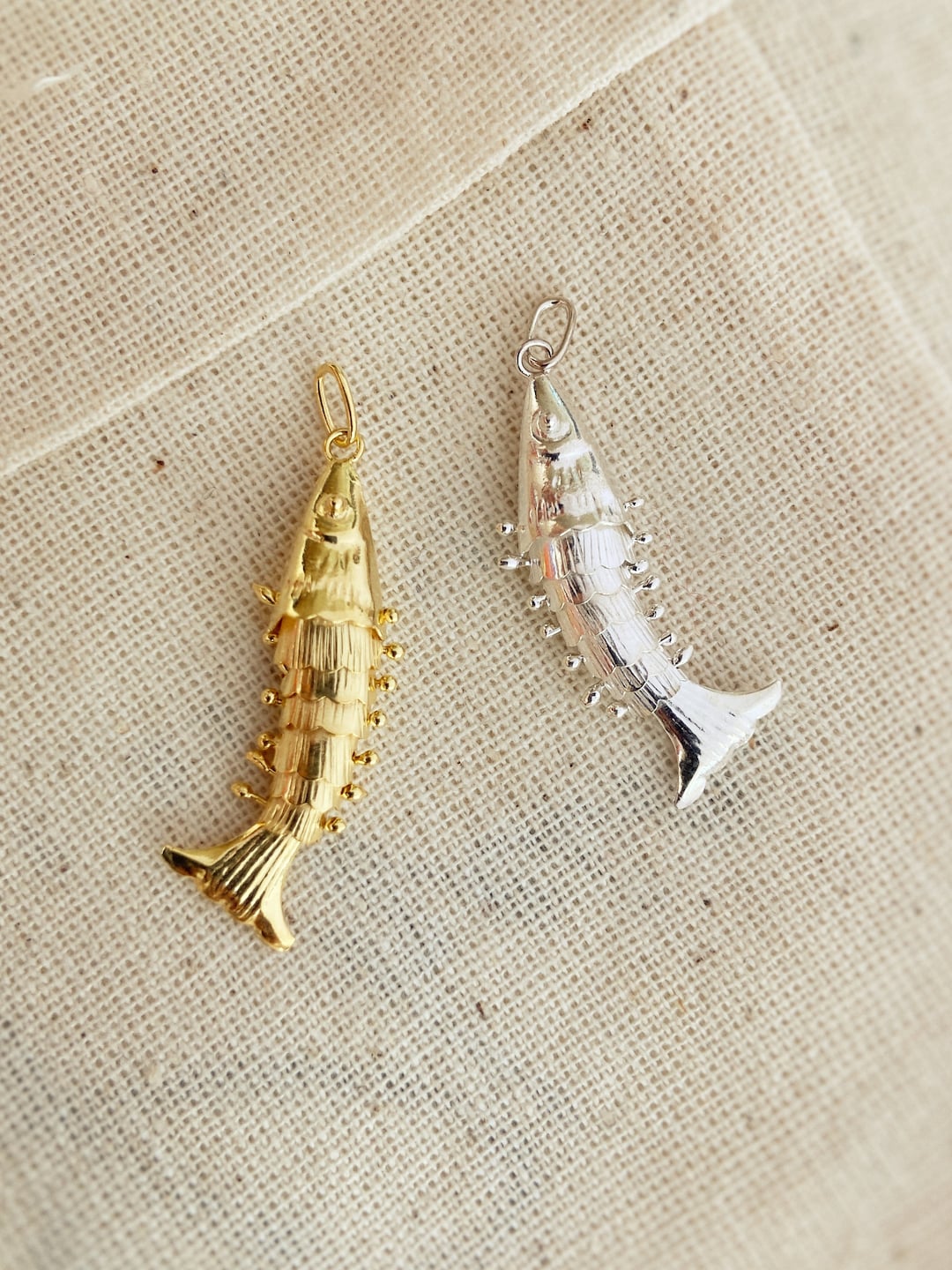 3D Movable Fish Sterling Silver Pendant, Silver Fish Pendant, 925 ...