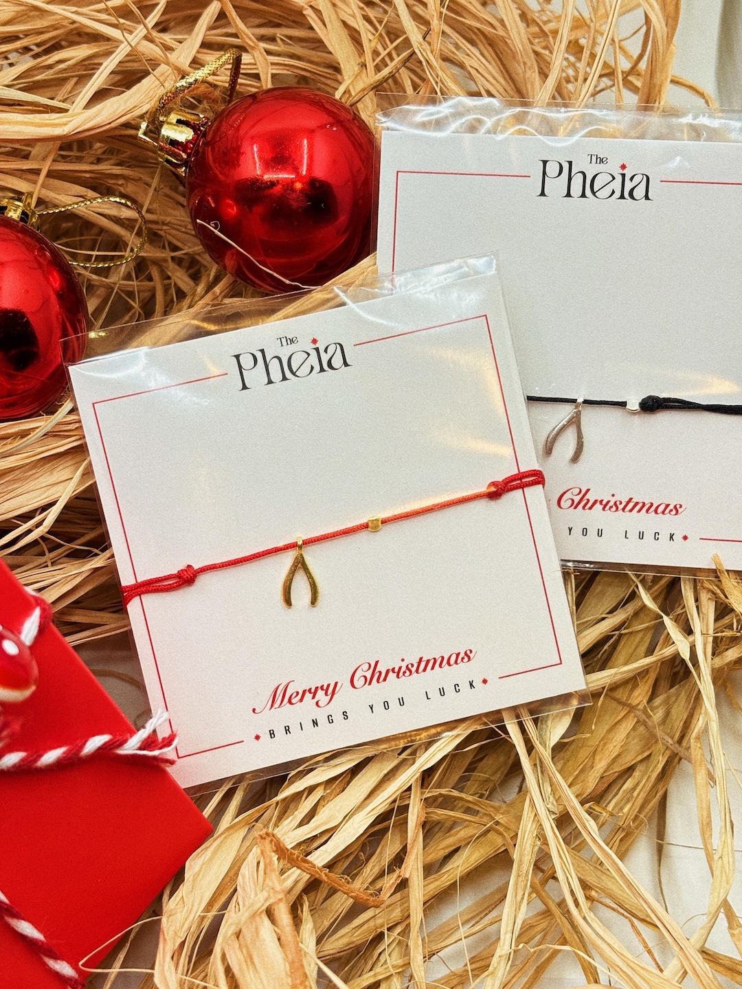 925 2 Red Bracelet, Wishbone String Bracelet, Red Couple String ...