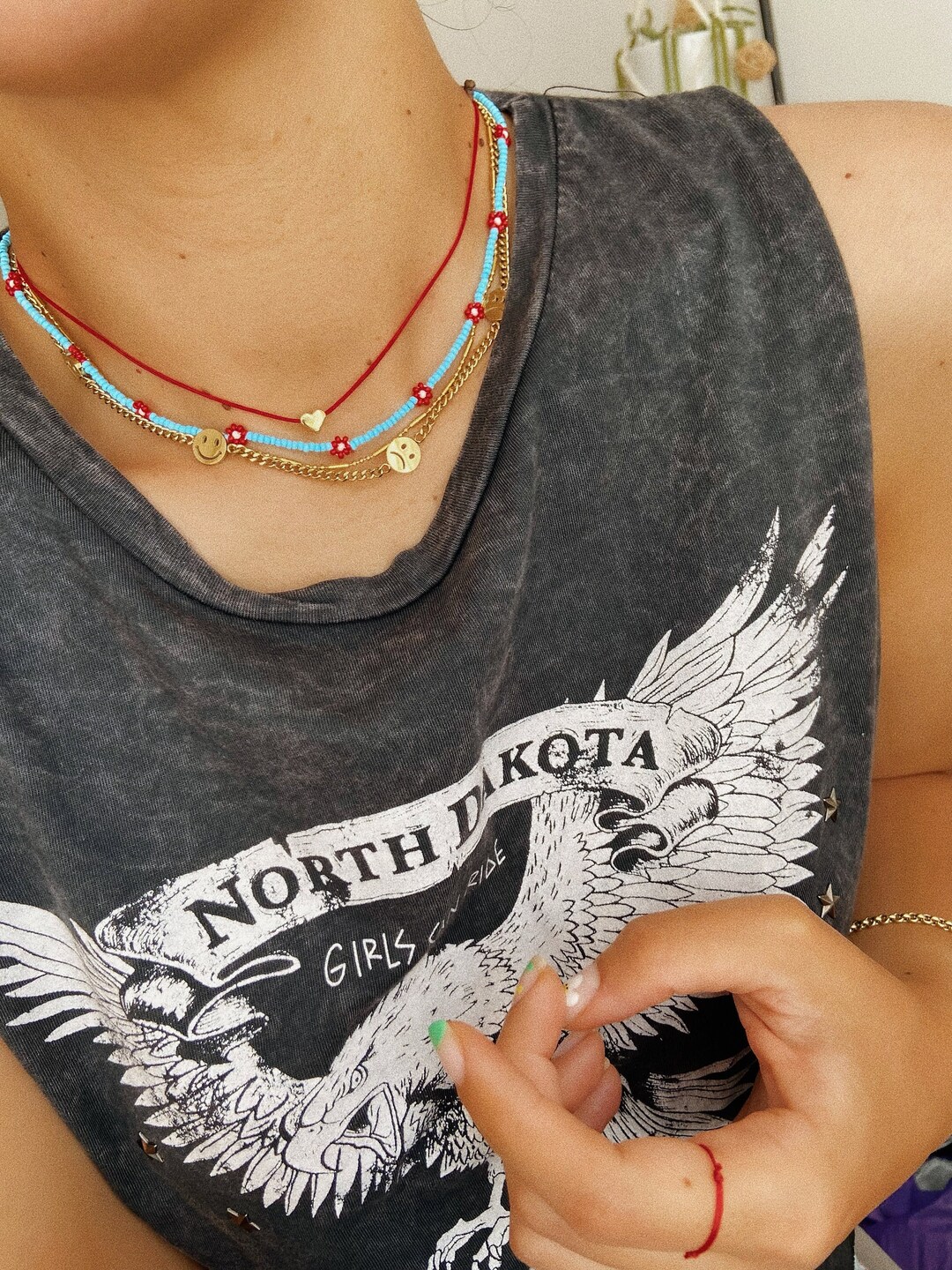 925 Sterling Silver Red Heart Necklace, Red String Necklace, Red Heart ...