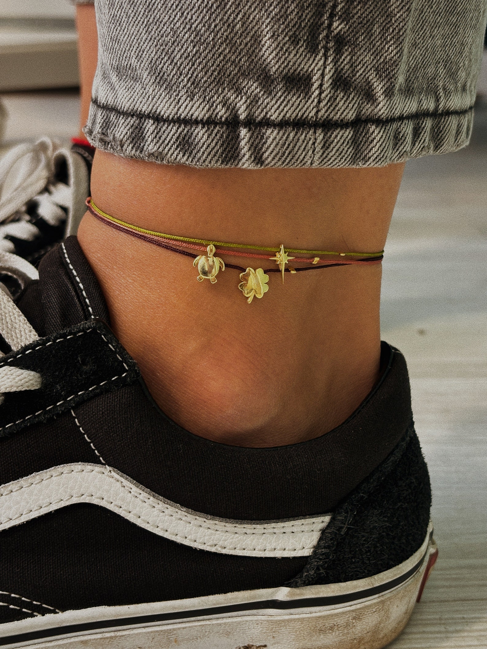 925 Sterling Silver Anklet, Gold Lucky Anklet, 925 Minimal Anklet ...