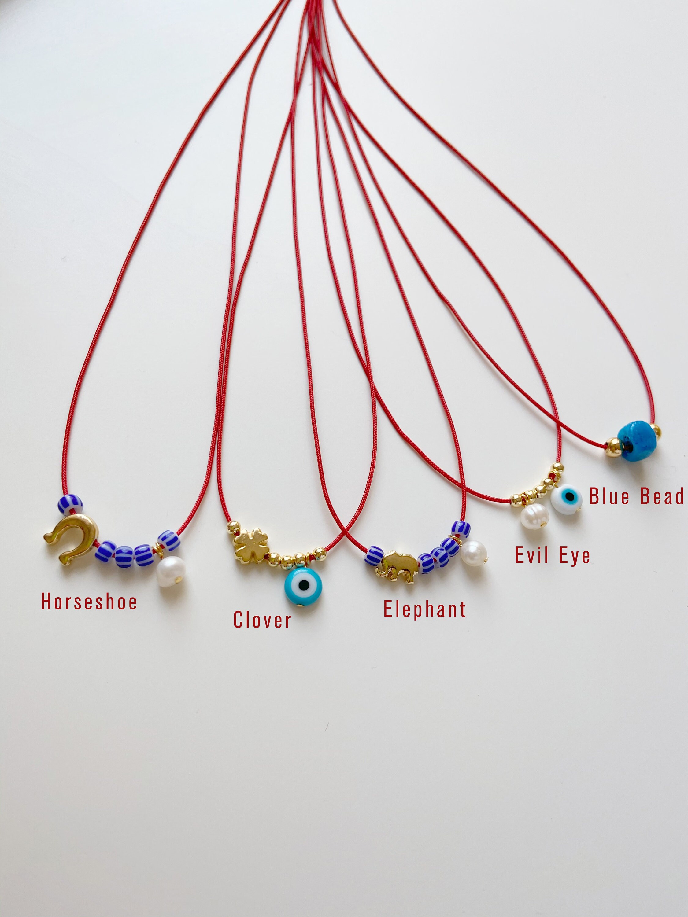 Gold Clover Necklace Lucky Clover Necklace Red String - Etsy