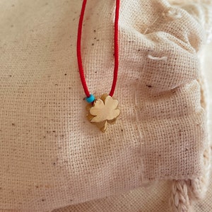 925 Sterling Silver Clover Heart Necklace, Red String Necklace, Red ...