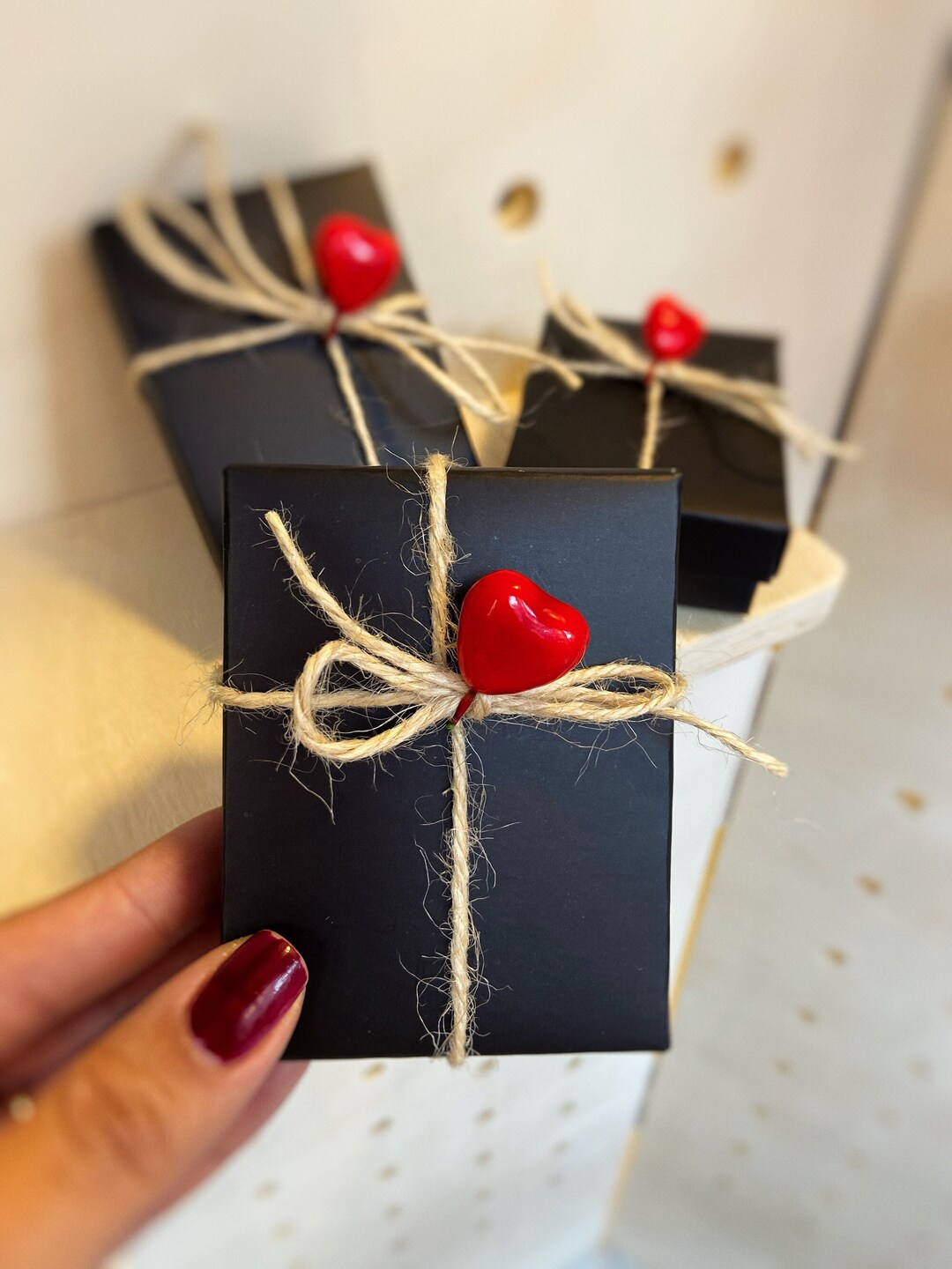 Red Heart Jewelry Box, Black Gift Box, Valentines Day Gift Box, - Etsy