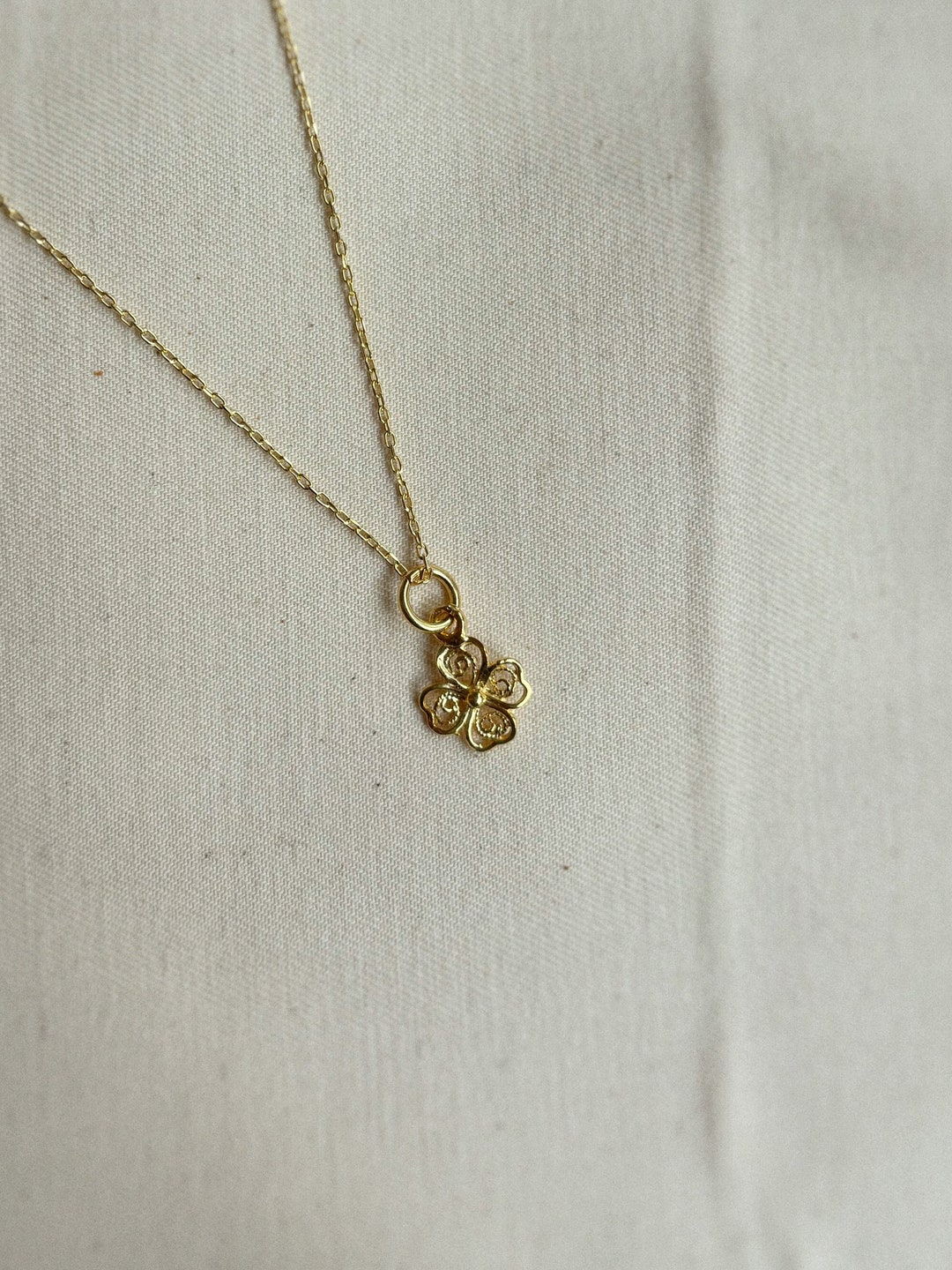 925 Clover Lucky Necklace, Turkish Telkari Necklace, 925 Gold Filigree ...