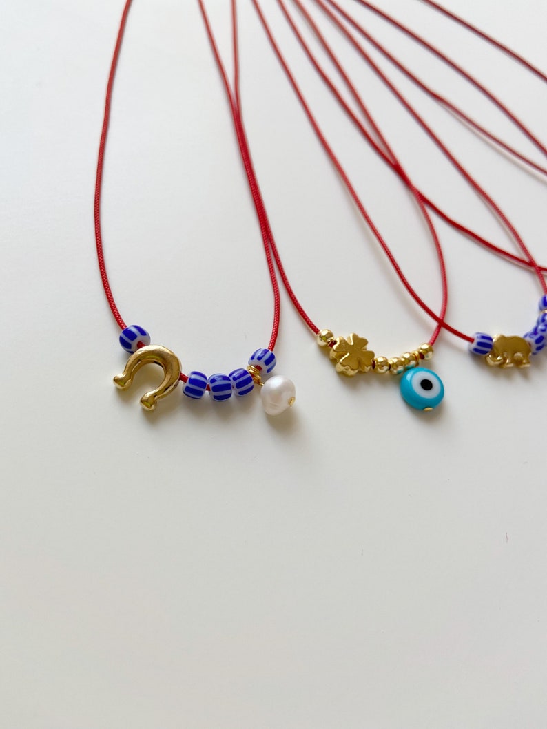 Gold Clover Necklace Lucky Clover Necklace Red String - Etsy