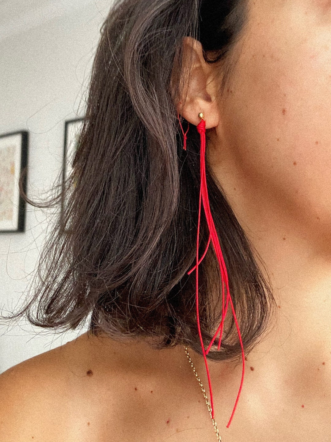 925 Red String Earring, Red Luck Earring, Good Luck Jewelry, Lucky ...