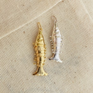 3D Movable Fish Sterling Silver Pendant, Silver Fish Pendant, 925 ...