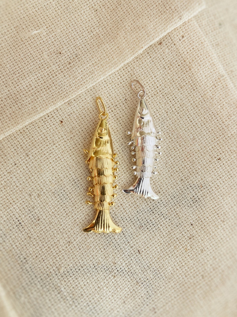 3D Movable Fish Sterling Silver Pendant, Silver Fish Pendant, 925 ...