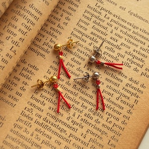 925 Red String Earring, Sterling Silver Red Luck Earring, Good Luck ...