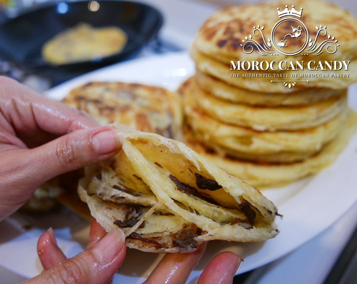 MSEMEN Moroccan Bread Sweet Pancake or Stuffed Food With Khlii - Etsy