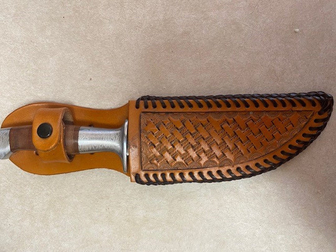 Hand Tooled Leather Knife Sheath With Brand New Knife. Sheath Has ...