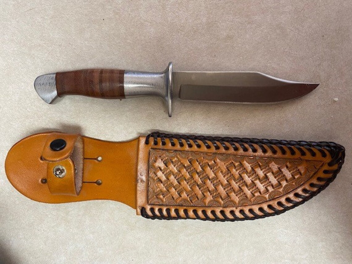 Hand Tooled Leather Knife Sheath With Brand New Knife. Sheath Has ...