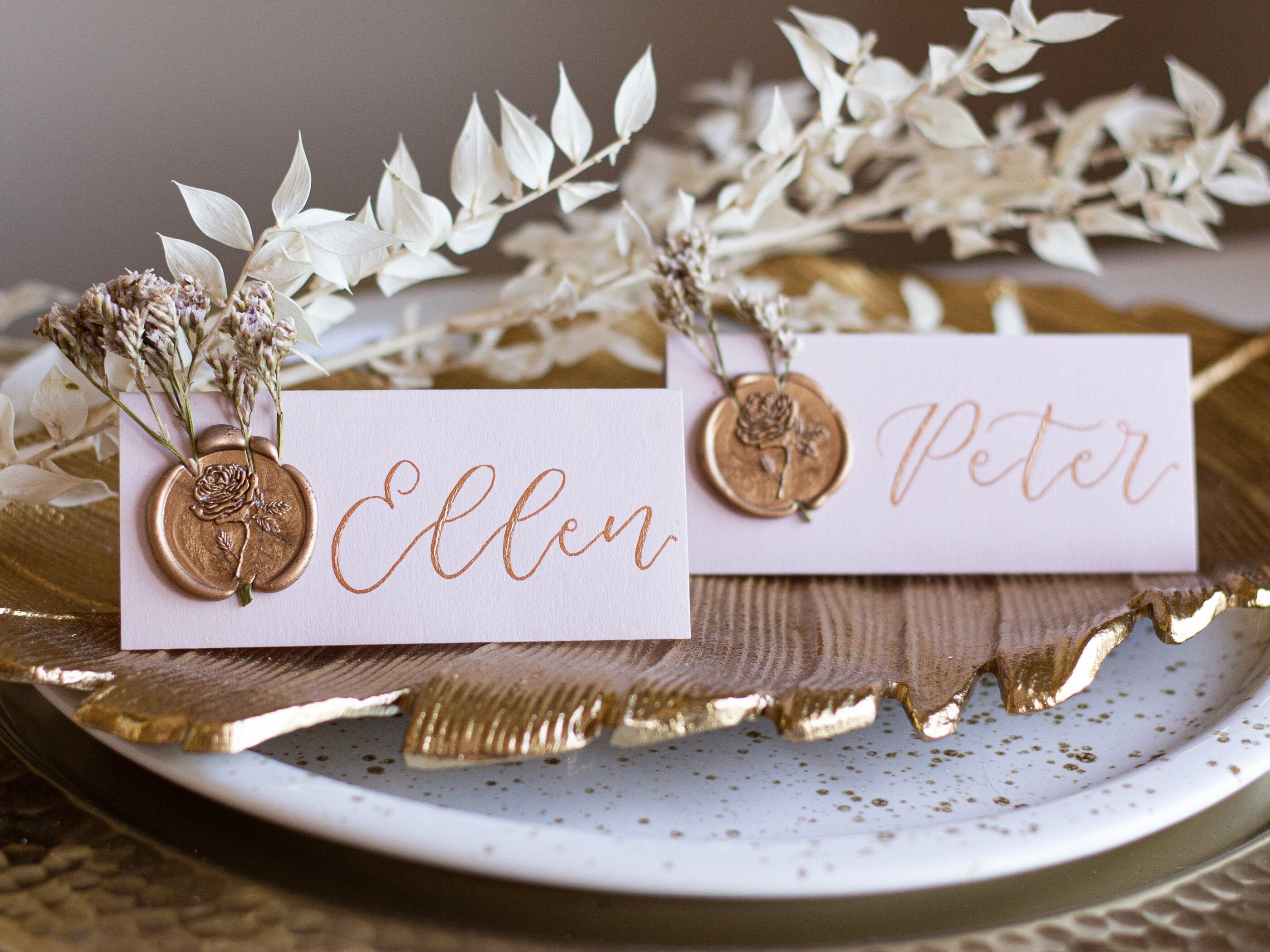 Paper Paper & Party Supplies dried flower simple place cards with wax ...