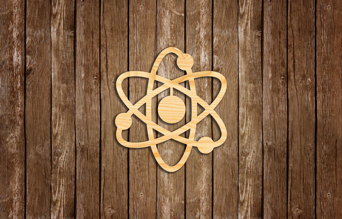 Atom wall decor from wood Wooden Art Hanging Sign Science | Etsy