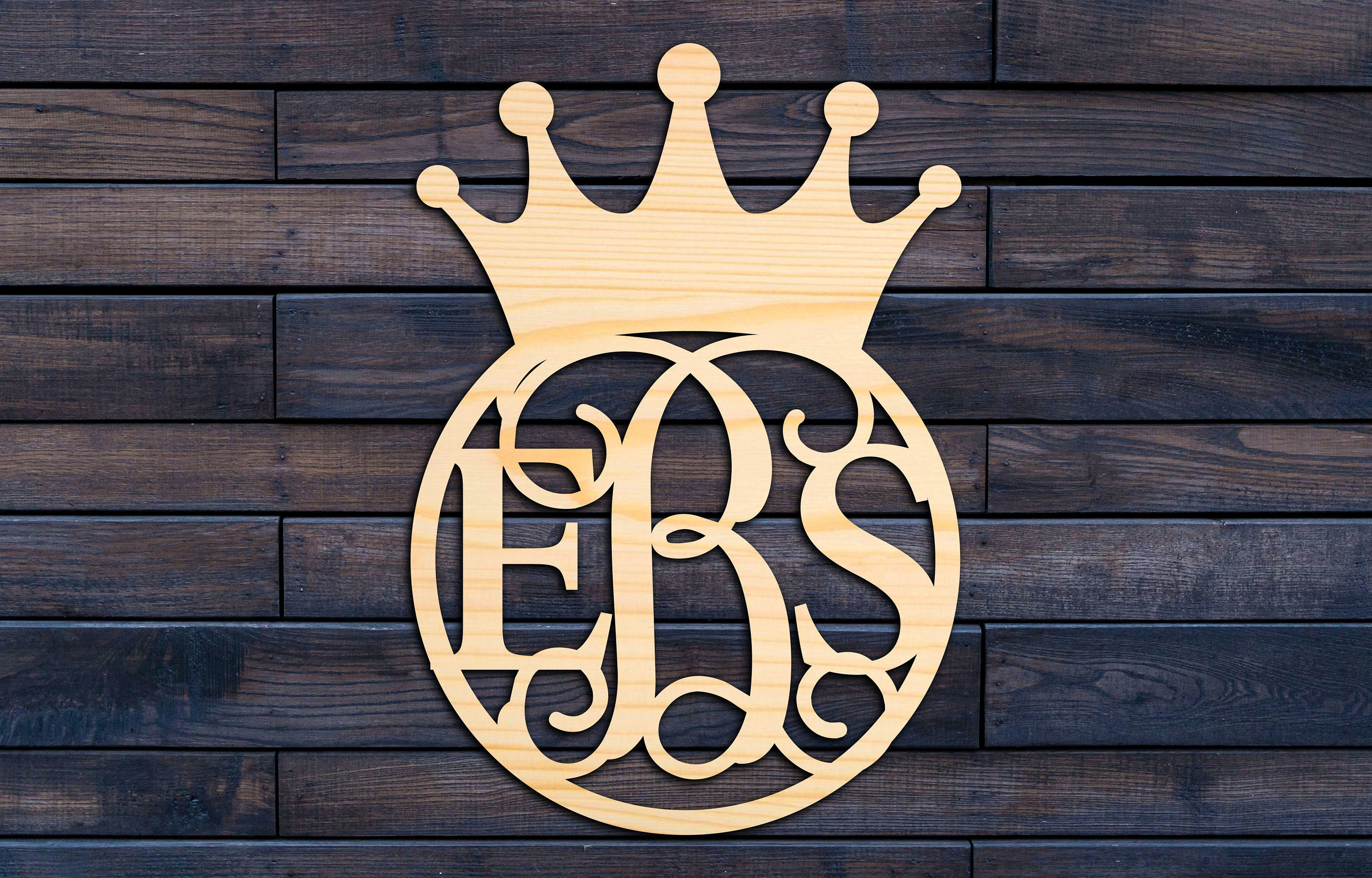 Personalized Royal Monogram with Crown wall decor from wood | Etsy