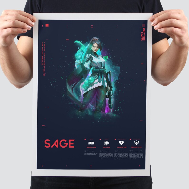 Gaming Poster A3 Valorant Poster Sage Agent Hd Print Easy Etsy Canada