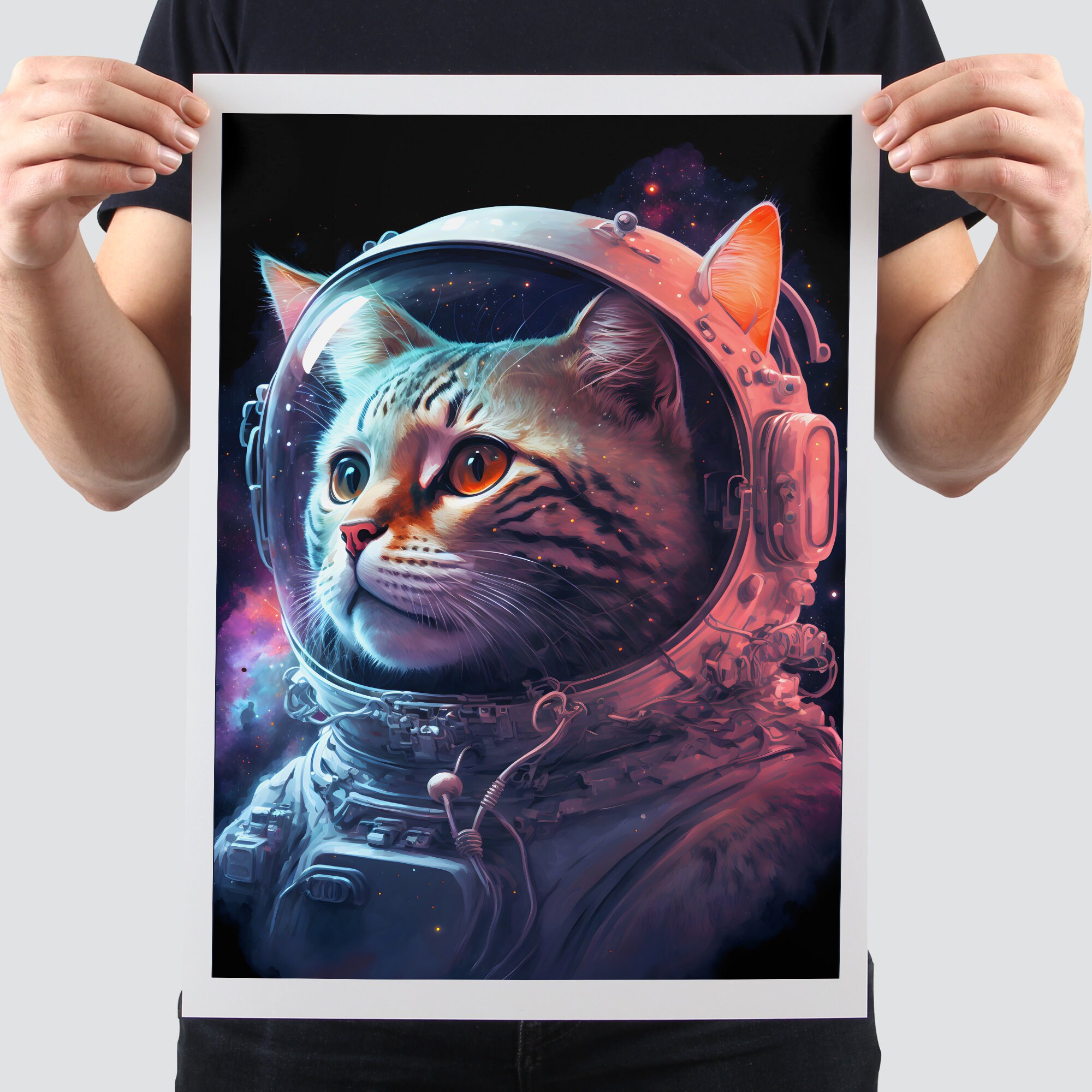 Cute Cat in Space Poster Adorable Feline in Astronaut Helmet - Etsy