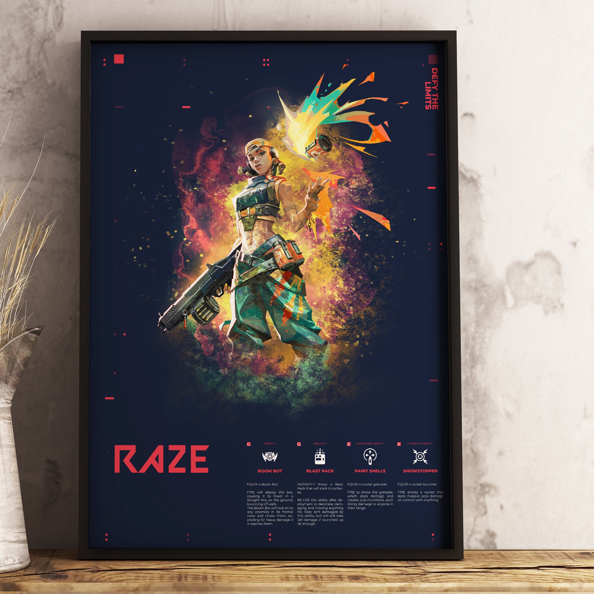 Gaming Poster A3 Valorant Poster, Raze Agent HD Print Easy to Frame ...
