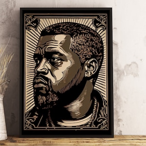 Kanye West Poster A3 Digital Portrait Premium HD Printing Easy to Frame ...
