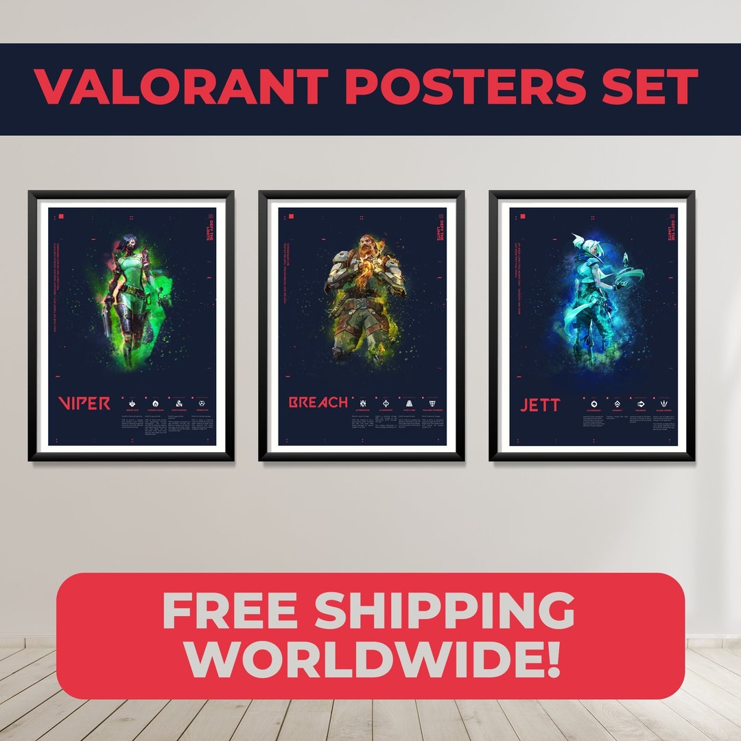 Valorant Gaming Poster Set Pick Your Agents and Guns Pc Gamer Twitch ...