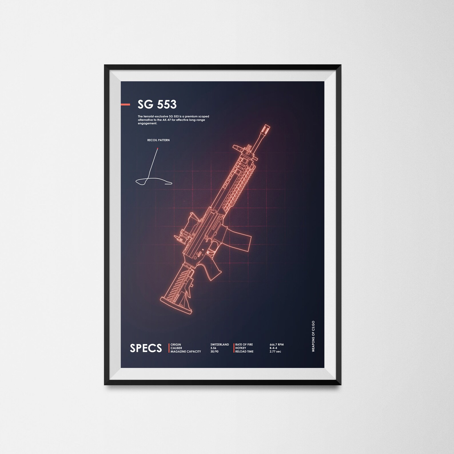 SG 553 Gun Cs:go Counter Strike Neon Weapon Blueprint Digital - Etsy
