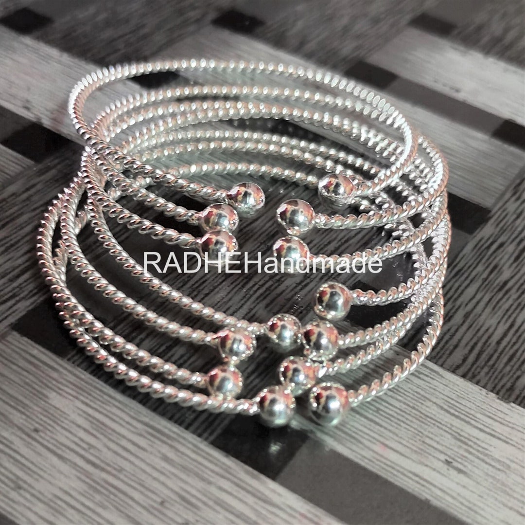 Thick West Indian Bangles, Set of 7 Bangles, Sterling Silver Bangles ...