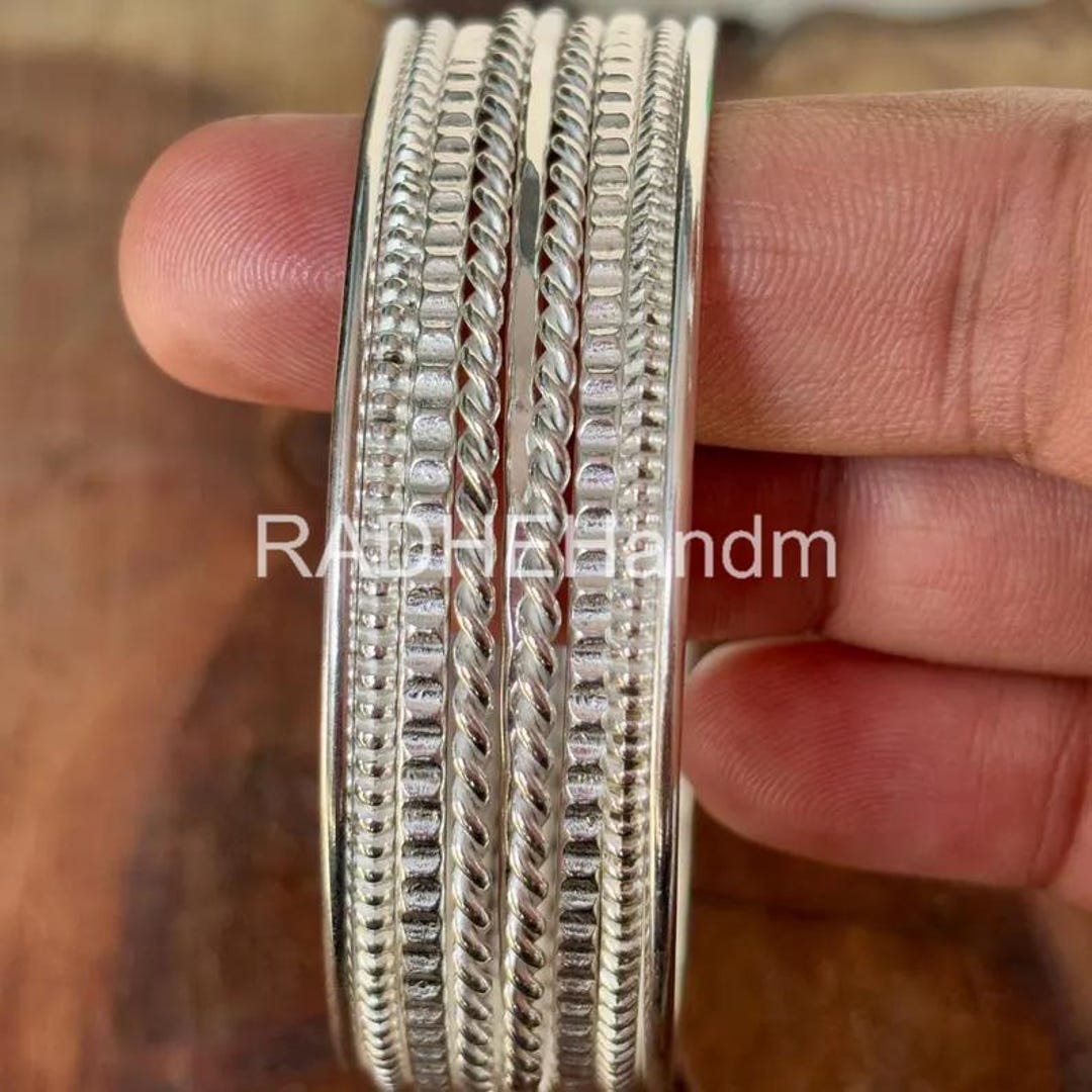 925 Sterling Silver Stacking Bangles - Set of 9 Handcrafted Designer ...